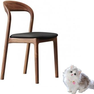 Generic Massiver Holzstuhl Skandinavische Design -Essstuhl mit schlanken Holzbeinen Schwarz 81 * 43 * 46cm