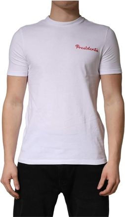 President's Homme, Tops, Blanc, Taille: S T-shirt &agrave; col rond