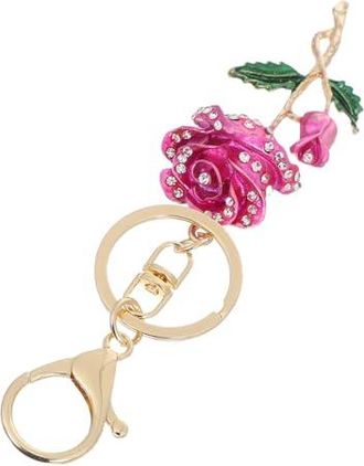 Hemobllo Porte-cl&eacute;s Fleur de Rose de Cristaux &Eacute;l&eacute;gant Pendentif Floral &Eacute;tincelant Accessoire L&eacute;ger pour Sac &agrave; Main Femme Porte-cl&eacute;s Compact et Cadeau Pr&ecirc;t &agrave; Of