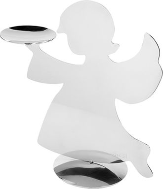 Fink stehender Deko Engel Kerzenhalter 20 cm aus Edelstahl Dekofigur für Teelichter