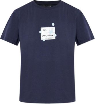 Emporio Armani Femme, Tops, Bleu, Taille: 36 FR T-Shirt Coupe Classique