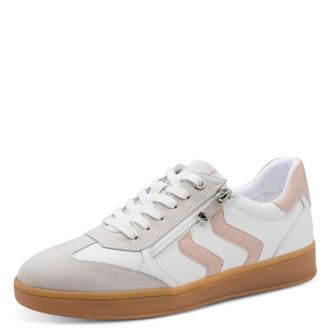 Marco Tozzi Plateausneaker MARCO TOZZI, Damen, Gr. 39, wei&szlig;, rose, Lederimitat, Textil, Veloursleder, unifarben mit Farbeinsatz, Schuhe Plateausneaker, Freizeitsc