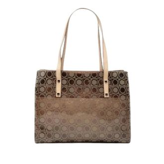 Ferragamo Sac port&eacute; &eacute;paule Gancini en PVC et cuir Pre-owned - Femme - Pre-owned - Brun - Taille: ONE Size
