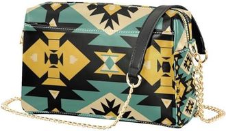 Mnsruu Sacs à bandoulière pour femme, sac à main en cuir abstrait aztèque H