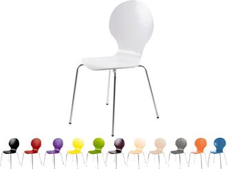 Möbelando Stapelstuhl Bistrostuhl Stuhl Esszimmerstuhl Küchenstuhl Design Metall Holz stapelbar sehr belastbar Marcus (Weiß)