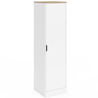 IDMarket Armoire de Rangement NOUK 1 Porte avec &eacute;tag&egrave;res Blanc et Bois