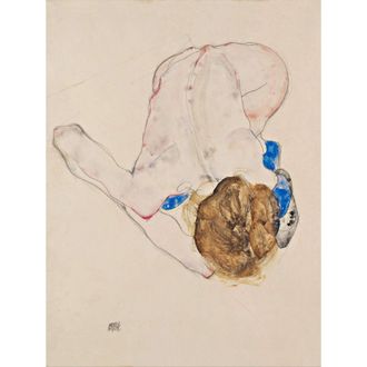 Fine Art Prints Egon Schiele Nude With Blue Stockings Bending Forward Large Wall Art Print Canvas Premium Poster Mural Blau Wand