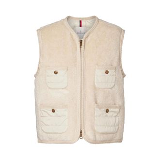 Moncler Plys Weste - - Jackets - Damen - Beige - L
