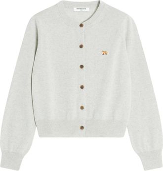Maison Kitsun&eacute; Femme, Pulls, Gris, Taille: 38 FR Baby Fox Merino Regular Cardigan