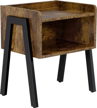 Yaheetech Industrie Nachtisch Stapelbar Beistelltisch mit offenem Fach Nachtkommode Nachtschrank stabile Metallbeine Vintage