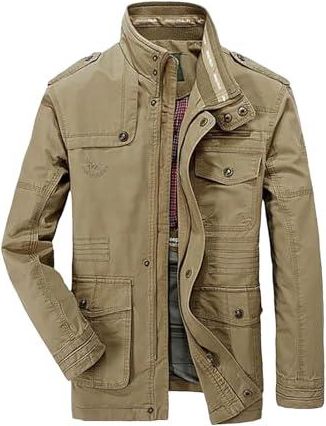Generic Veste 100% Coton Pour Hommes, Vestes Et Manteaux Militaires À Poches Multiples, Cargo Décontracté