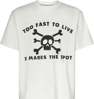 John Richmond Homme, Tops, Blanc, Taille: S T-shirt &agrave; motif iconique et message distinctif