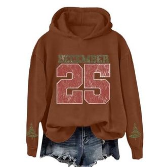 Generic Sweat à capuche de Noël 2025 pour femme avec motif graphique de Noël 25 décembre - Sweat-shirt décontracté pour fête dentraînement - Cadeaux de Noël, 
