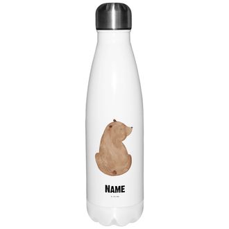 Mr. & Mrs. Panda Personalisierte Thermosflasche Bär Schulterblick - Geschenke, Teddy, Für Wasser Personalisiert, Selbstachtung, Bären, Isolierflasche Mit Gravur, Motiv