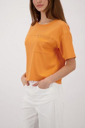 Monari Sweatshirt Basic Tasche+Schmuck Regular fit mit Strasssteinen
