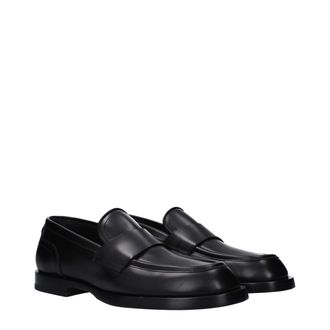Dolce & Gabbana Mens Black Leather Slip-On Loafers