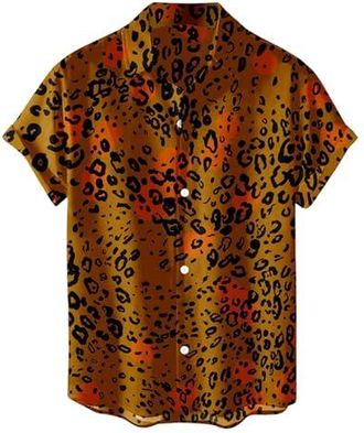 Generic Chemise d&eacute;t&eacute; hawa&iuml;enne palmier pour homme - Grande taille - Manches courtes - Boutonn&eacute;e - Chemise d&eacute;contract&eacute;e tropicale amusante pour le golf, la pla