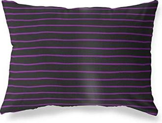 Bonamaison Le Jardin du Lin Kissen Zierkissenbezug Lila-Schwarz Kissenbezug, Weich Bequem, Für Zuhause Autos Büro Sofa Wohnzimmer Couch Schlafzimmer Dekor, 35x50