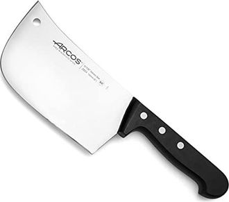 Arcos Hachoir de Cuisine 160mm pour Os et Viande. Design Rectangulaire en Acier Inoxydable. Manche en Polyoxyméthylène Noir. Série Universelle