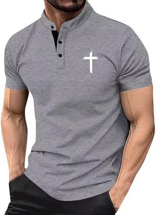 Generic Haut basique classique pour homme, v&ecirc;tement de travail d&eacute;contract&eacute;, polo vintage &agrave; boutons, chemise l&eacute;g&egrave;re et respirante, tunique de vacances, x, 3XL