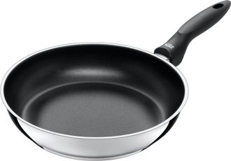 Silit Domus Bratpfanne Induktion 28 cm hoch, Edelstahlpfanne antihaftbeschichtet, für alle Herdarten geeignet, energiesparend, Kunststoffgriff, für schonend
