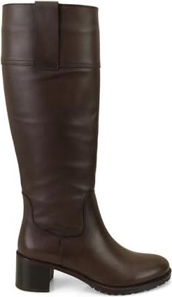 Desa Bottes en Cuir pour Femmes Talon de 5,5 cm, &agrave; Enfiler, Respirantes | Brun - 40
