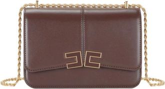 Elisabetta Franchi Femme, Sacs, Brun, Taille: ONE Size Logo Chain Mini Bag