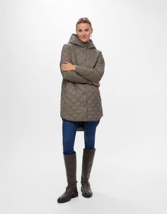 Vero Moda Hayle manteau &agrave; capuche matelass&eacute; c&ocirc;tel&eacute; &agrave; manches 3/4 marron-Gris