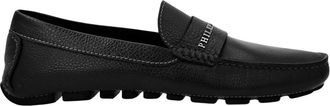 Philipp Plein Homme, Chaussures, Noir, Taille: 46 EU Logo Lettering Leather Mocassins