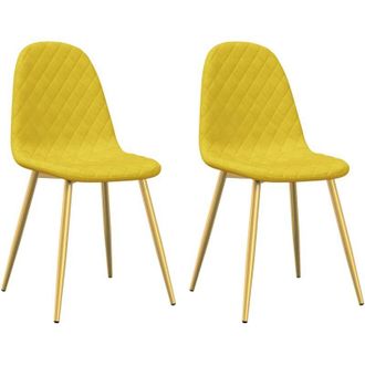 vidaXL Vidaxl - Chaises &agrave; manger lot de 2 Jaune moutarde Velours