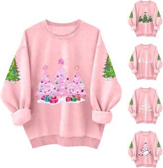 Generic HUIFUAO - Chandail de Noël amusant pour femme, bonhomme de neige, sapin de Noël, grande taille, tenue de Noël à manches longues, pull mignon, costume 