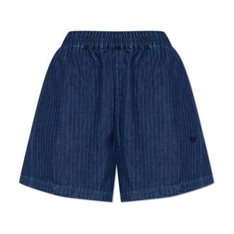 Emporio Armani Femme, Shorts, Bleu, Taille: 38 FR Short en jean &agrave; rayures verticales et taille &eacute;lastique