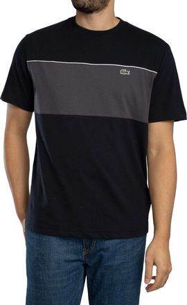 Lacoste Farbblock-Baumwoll-T-Shirt, Schwarz