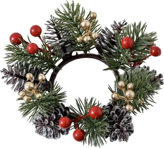 Generic Weihnachtskerzen Ringe, 1/4 St&uuml;ck K&uuml;nstlicher Roten Beeren Kranz Kerzenring Kerzenhalter Weihnachtskerzenringe f&uuml;r S&auml;ulen Rustikal Hochzeit Kernst&uuml;ck 