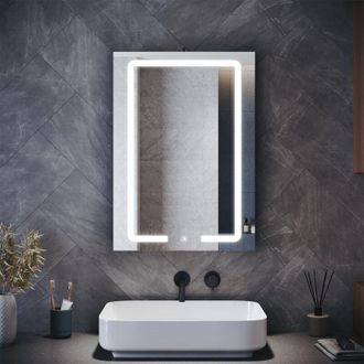 Sonni Badspiegel Spiegelschrank mit LED Beleuchtung Vergr&ouml;&szlig;erungsspiegel und 3 Einstellbare Lichtfarben, Einzelt&uuml;r 500x700 mm