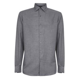 Ermenegildo Zegna Homme, Chemises, Gris, Taille: L Chemise Classique Grise en Coton et Cachemire