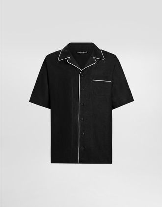 Dolce & Gabbana Hawaiihemd Aus Leinenstoff - Mann Hemden Schwarz 37