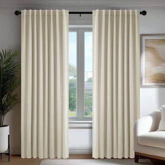 Deconovo Verdunkelungsvorh&auml;nge Blickdichte Gardinen mit Kr&auml;uselband Schlaufen Vorhang 3-in-1 Thermo Vorh&auml;nge gegen Hitze Curtains f&uuml;r Wohnzimmer Schlafzimmer, 