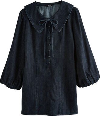 Next Minikleid Langärmeliges Minikleid mit großem Bubikragen (1-tlg)