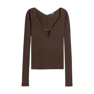 Jacquemus Brauner Gerippter Stricktop - - Knitwear - Damen - Braun - M