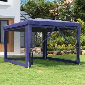 vidaXL Vidaxl - Tente de f&ecirc;te avec 4 parois lat&eacute;rales en maille Bleu 3x4 m pehd