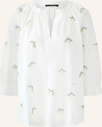 Oui Bluse Mit 3/4-Arm Und Schmuckperlen weiss