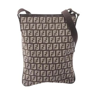 Fendi Pre-owned Zucchino Canvas Leder Schultertasche - - Pre-owned - Damen - Braun - ONE SIZE