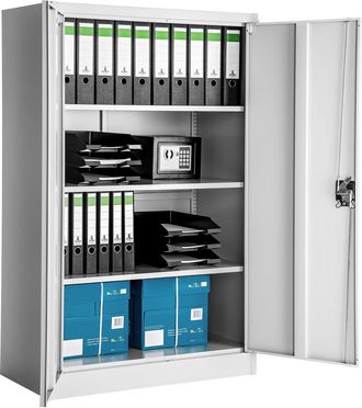 TecTake Aktenschrank abschließbar, Schrank Büro, Metallschrank zur Werkstatteinrichtung, Besenschrank, Vorratsschrank, Werkstattschrank, Spind Schrank mit 4 F