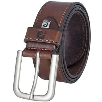 Pierre Cardin Ceinture Homme en Cuir de Vachette Pleine Fleur, 40 mm Large et 3,8 mm Fort, Ajustable pour Jeans, Marron, Taille 85