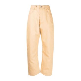Jil Sander Elegante beige Baumwoll-Leinenhose - - Trousers - Damen - Beige - 2XS
