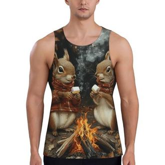 Generic D&eacute;bardeur respirant &agrave; s&eacute;chage rapide sans manches pour homme pour entra&icirc;nement &agrave; la plage S &agrave; 4XL, &Eacute;cureuils de camping 7, 4XL