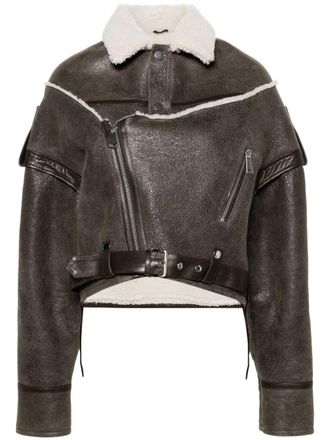 Manokhi Bikerjacke aus Leder - Braun