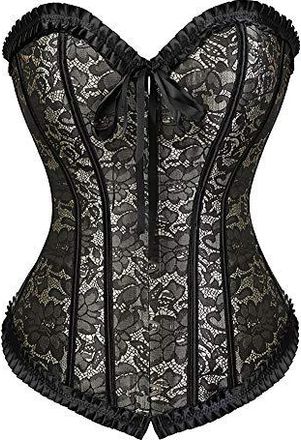 Grebrafan Bustiers et Corsets Femme Steampunk (EUR(42-44) 3XL, Beige)