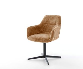 DELIFE Drehstuhl Pejo-Flex Chenille Rost Fu&szlig;kreuz Schwarz 360&deg; drehbar Taschenfederkern, Esszimmerst&uuml;hle